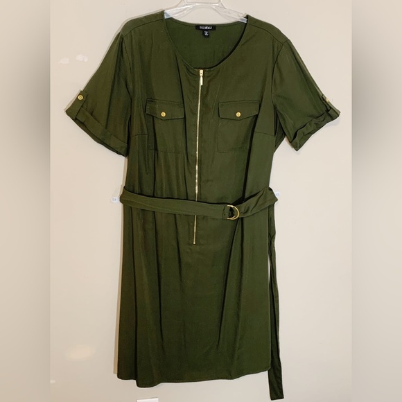 Roz & Ali | Dresses | Roz Ali Size 6w Army Green Short Sleeve Dress ...